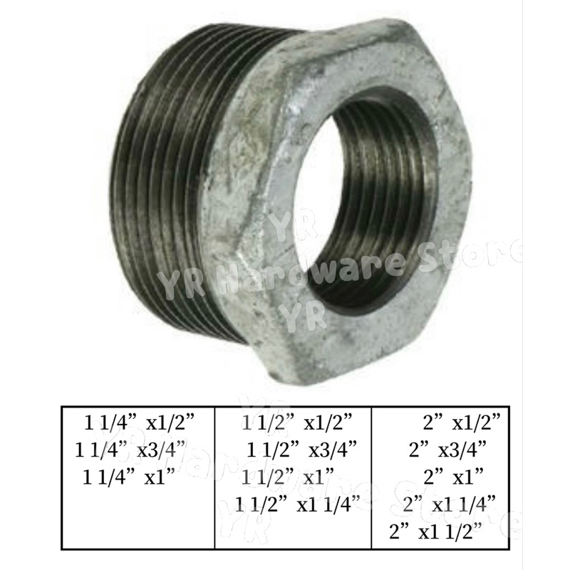 Gi Bush Reducing 1 1/4” 1 1/2” 2” x 1/2” 3/4” 1” 1 1/4” 1 1/2 ...