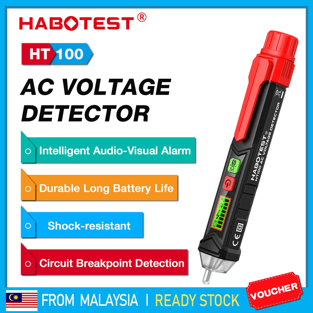 HABOTEST💥HT100 Digital Test Pen 12~1000V AC Voltage Detector NCV ...