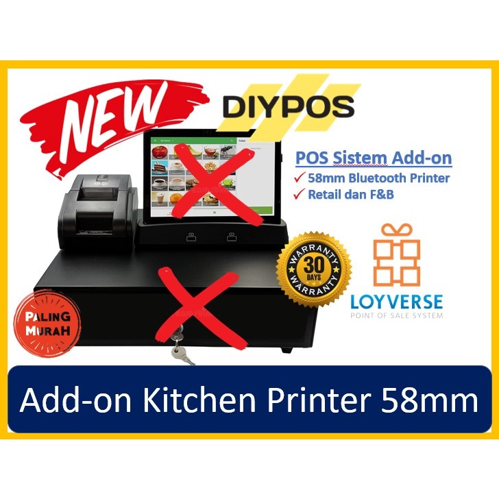 (Add-On Printer Bluetooth) DIYPOS Loyverse Mesin Cashier Murah Printer ...