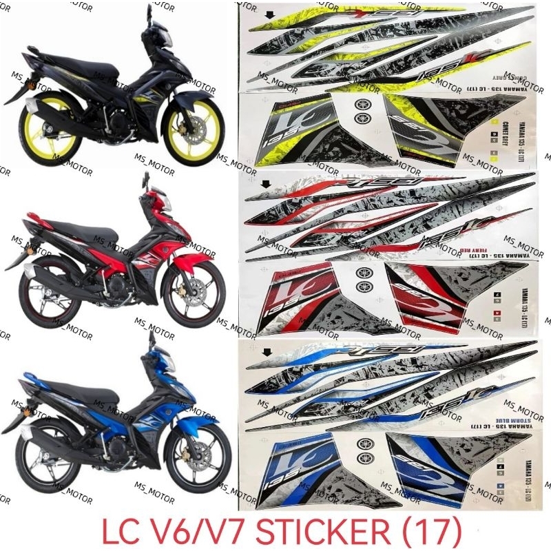 LC135 V2 V3 V4 V5 V6 V7 BODY COVER STICKER STRIPE COVER SET (17) GREY ...