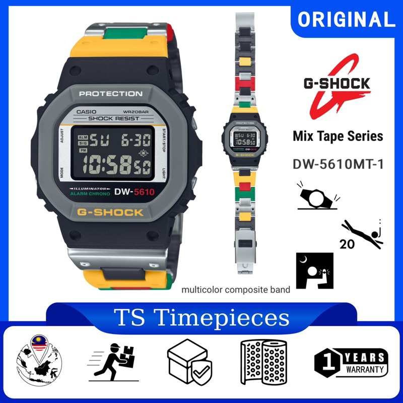 G SHOCK ‘Mixtape’ music-themed watch has a multicolor composite band DW ...
