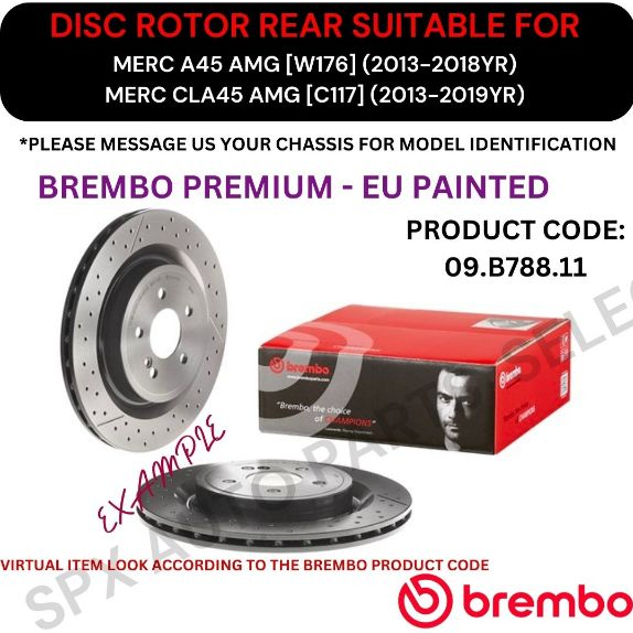 BREMBO GENUINE DISC BRAKE ROTOR (REAR) FOR MERC A45 AMG [W176] (2013 ...