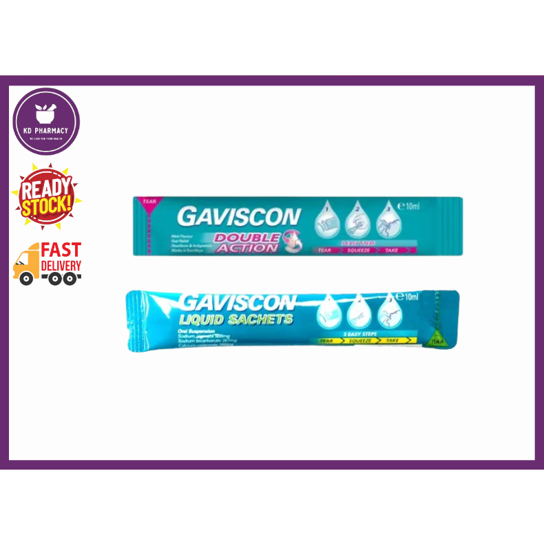 GAVISCON Liquid Sachet 5'S / 1'S X 10ml (Normal/Double Action) [Gastric ...