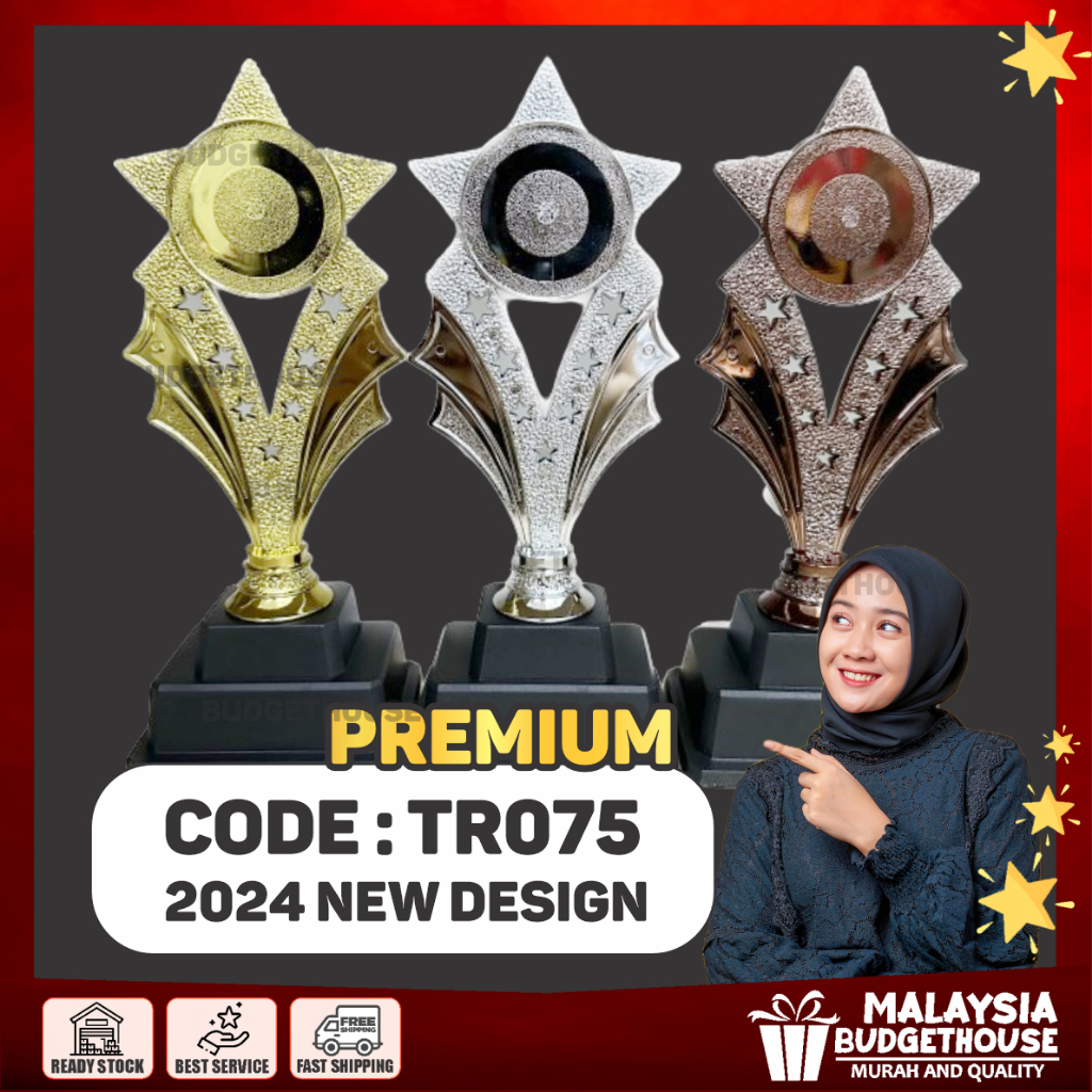 Plastic Trophy Piala Free Design Sticker Medal Hadiah Sukan Award ...