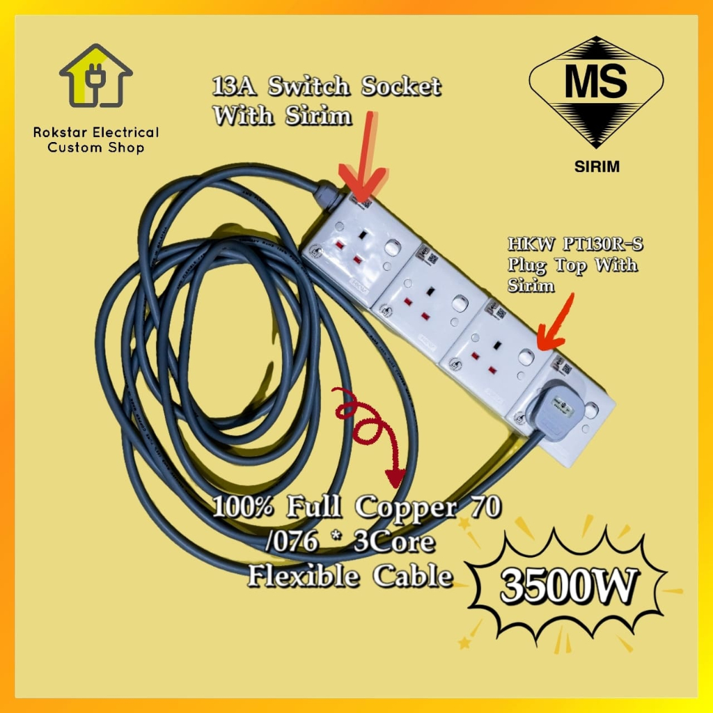 Heavy Duty PVC Trailing Socket Extension Plug Full Copper Wire 4 Way ...