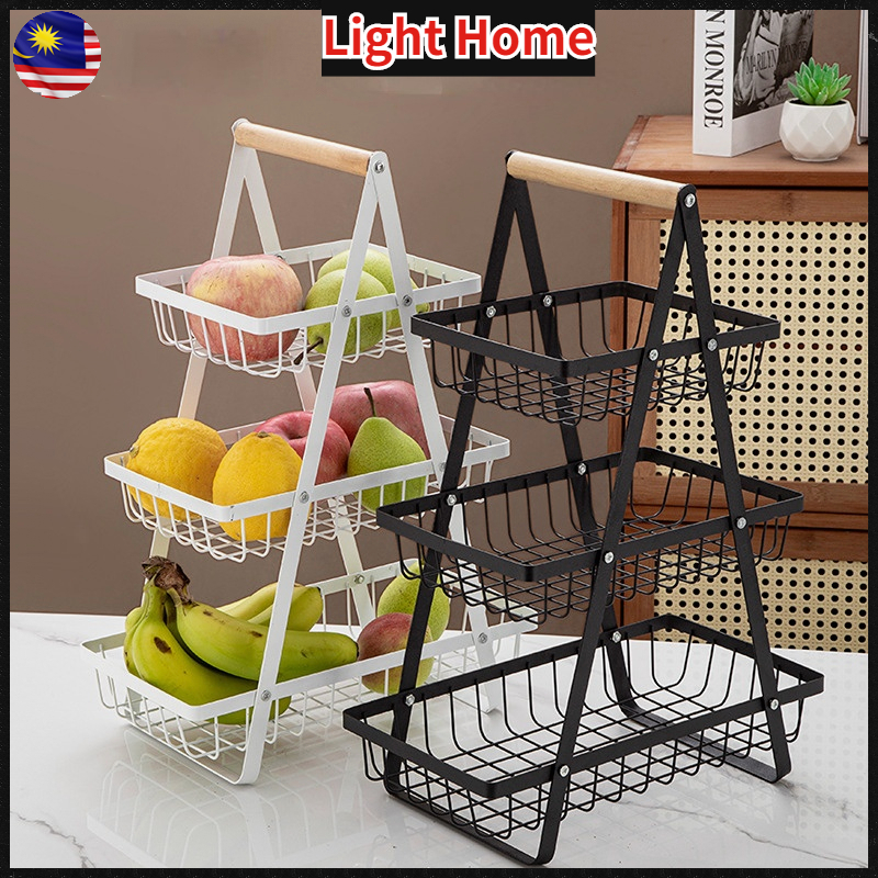 2 Tier Onion Rack Fruit Basket Vegetable Storage Kitchen Rack Home ...
