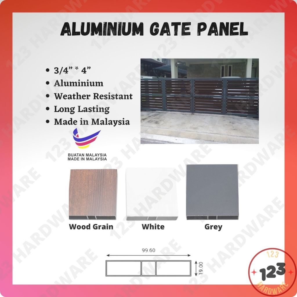 [*READY STOCK*][CUT SIZE AVAILABLE ] 4” x 3/4” Aluminium Gate Panel ...