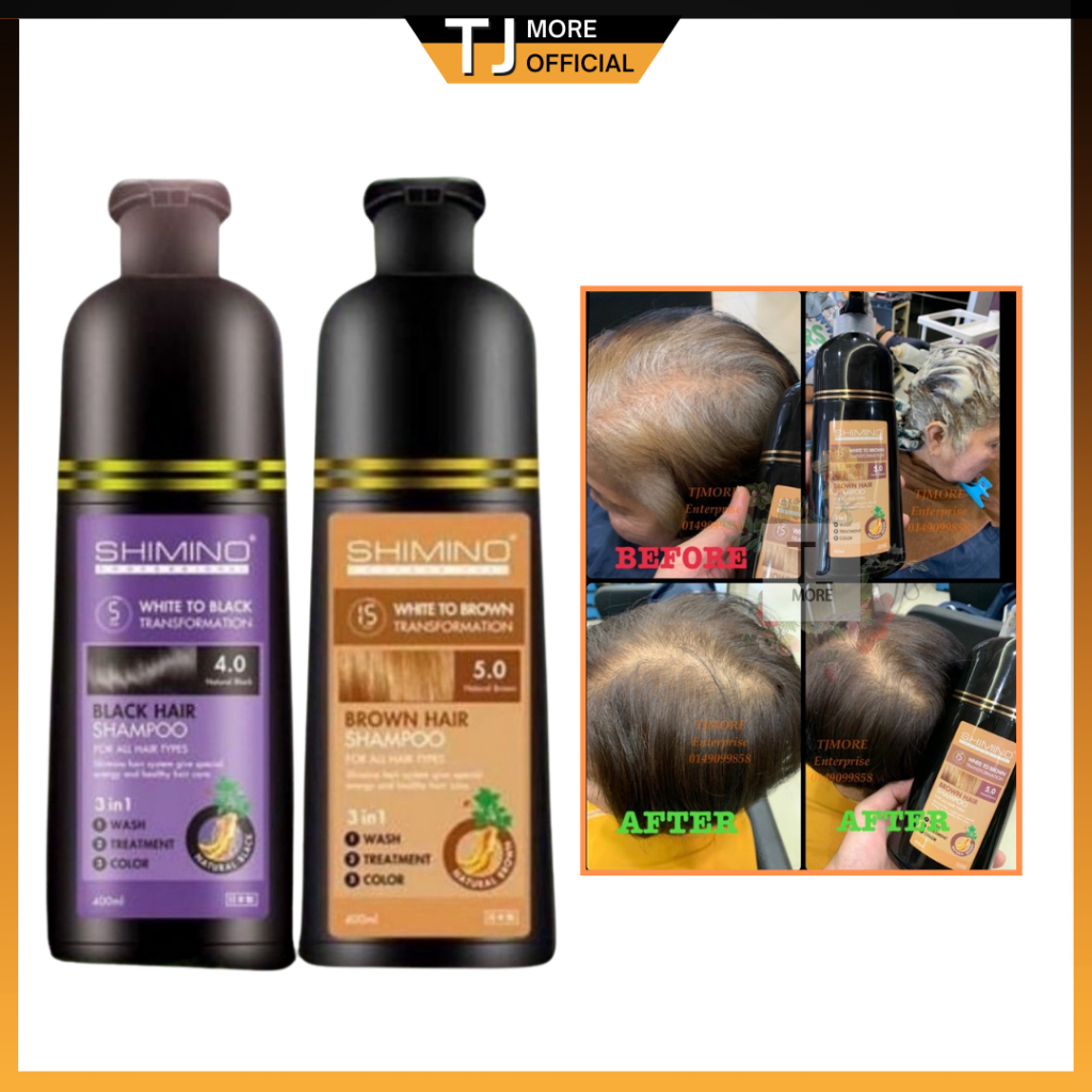 SHIMINO 5 minutes Cover White Gray Hair Color Wash Shampoo Black Brown ...