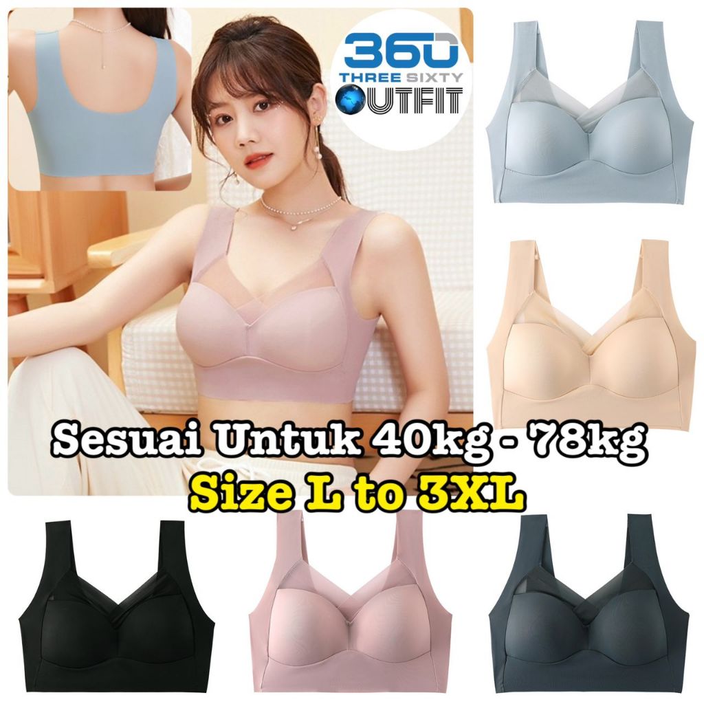 Women Seamless Bra 40kg to 88kg L to 3XL Plus Size Comfort Breathable Push Up Bra Wireless Mesh ...