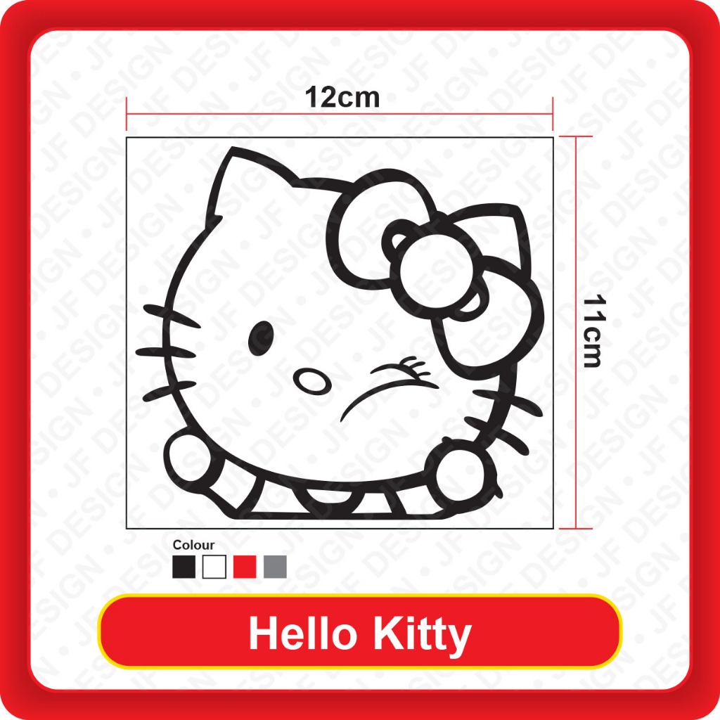 [448]Quality Car Sticker Hello Kitty [12cm x 11cm][Sticker Cutting ...