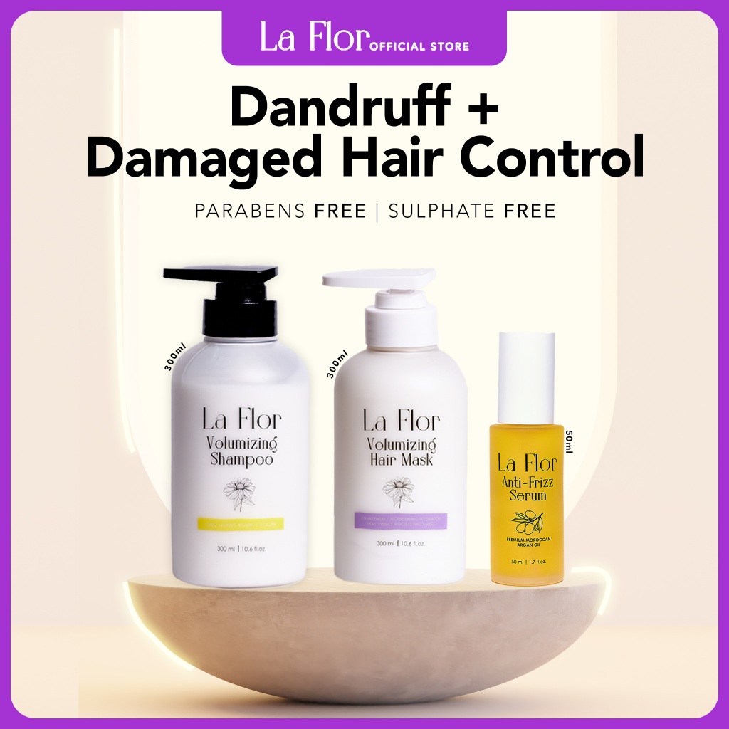 La Flor Volumising Hair Shampoo, Hair Mask and hair serum Anti Dandruff ...