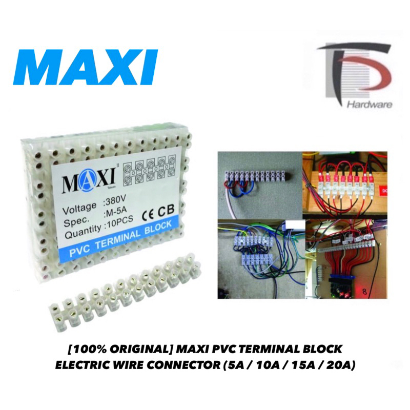 [100% ORIGINAL] MAXI PVC TERMINAL BLOCK ELECTRIC WIRE CONNECTOR (5A ...