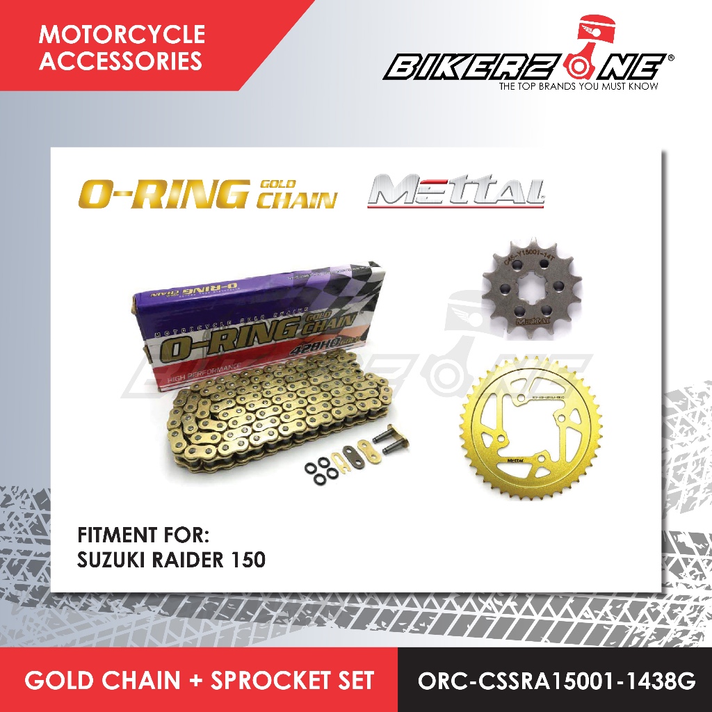 O-RING 428-124 Gold Chain + Mettal Sprocket Set for SUZUKI RAIDER 150 ...