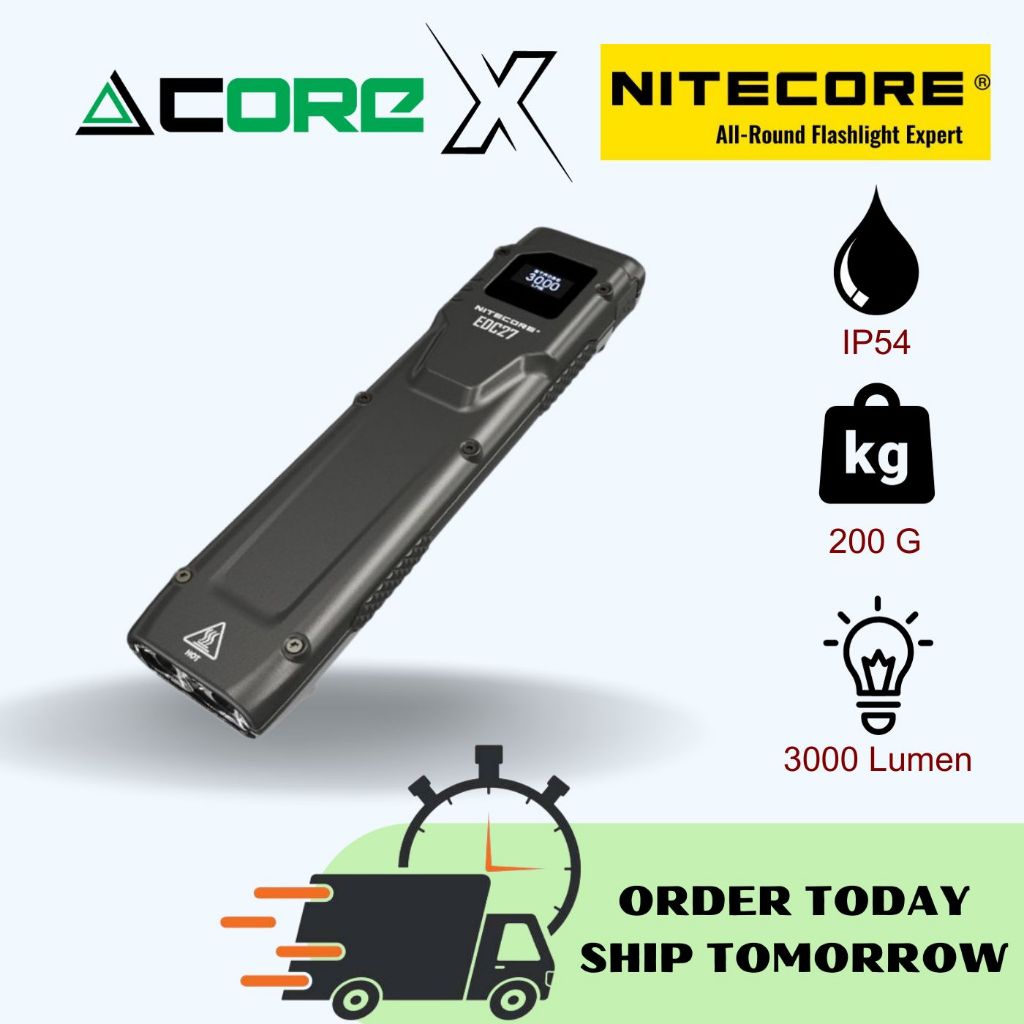 🔥100% ORIGINAL🔥 Nitecore EDC27 3000 Lumen Ultra Slim Flat Flashlight | Shopee Malaysia