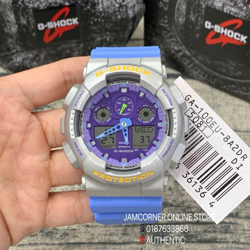 100% ORIGINAL CASIO G-SHOCK GA-100EU-8A2 bezel in silver metallic ...