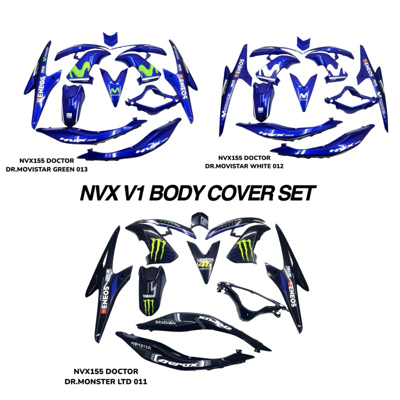 YAMAHA NVX155 V1 BODY COVER SET DOCTOR ( STICKER TANAM ) 60TH BLUE ...
