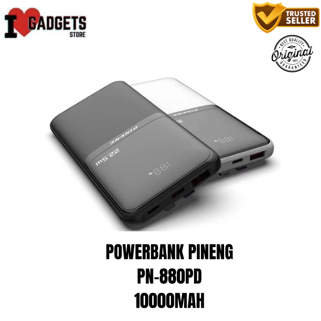 Pineng PN880 / PN 880 ( 10000mah) PD+QC 3.0 22.5w with 2 Built in ...