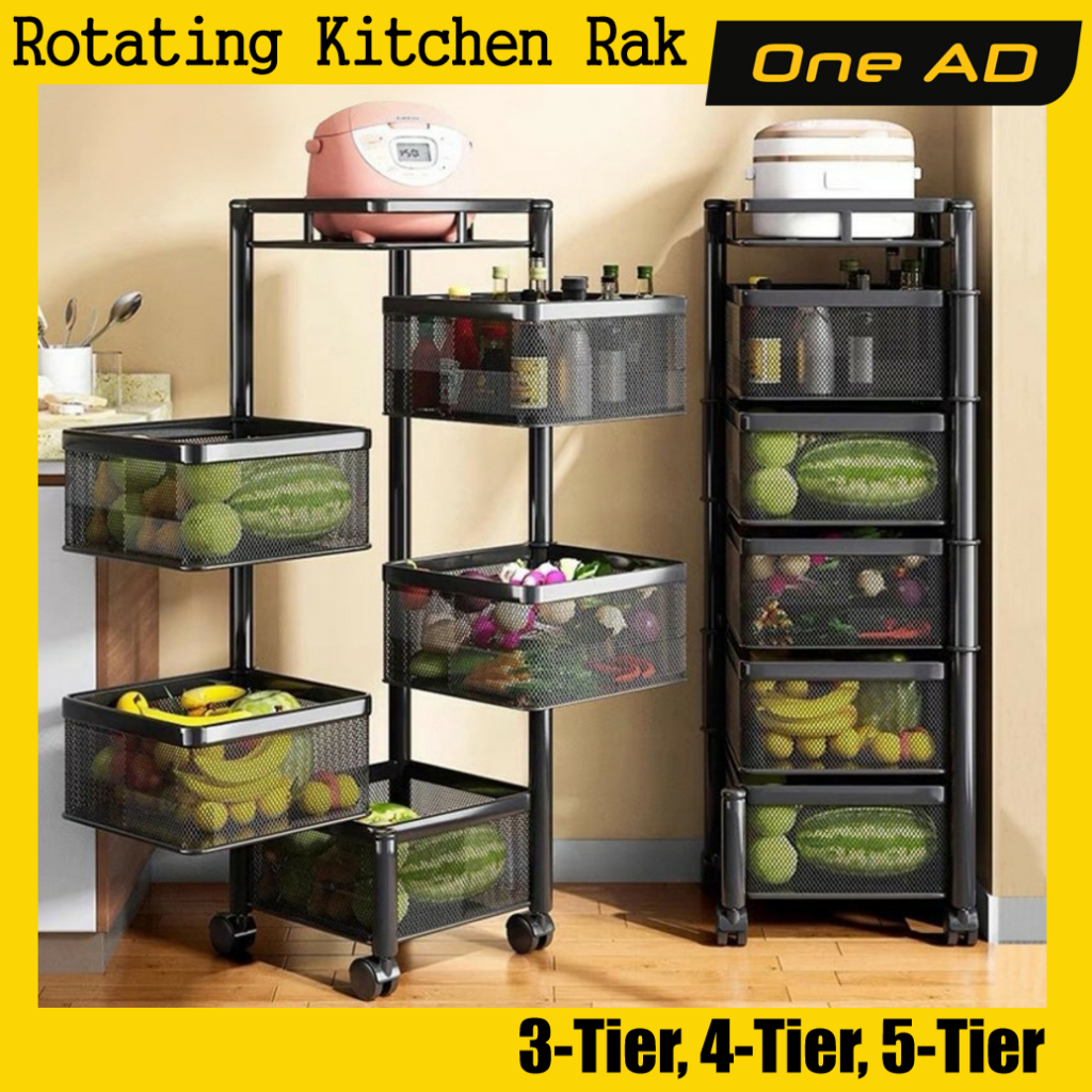 Rotating Trolley Rack Kitchen Rack Rotating Rack Spice Rack Storage ...