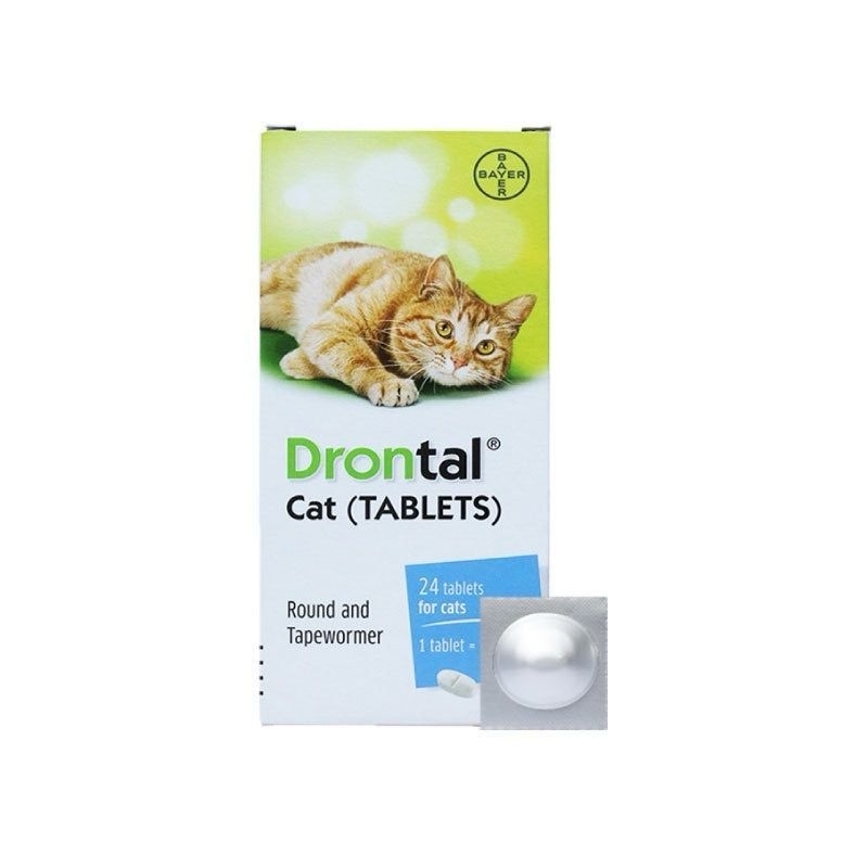 [NEW] 1 Box (24 Tablets) Ubat Cacing Kucing | Drontal Cat Tablets Round and Tuperwomer Exp. 2028 ...