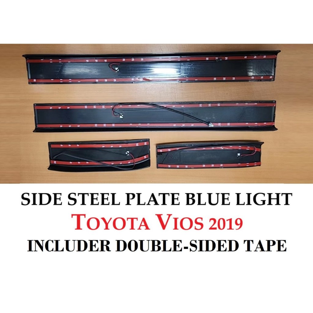 TOYOTA VIOS 2019 SIDE SILL PLATE WITH LED BLUE 4 PCS STAINLESS STEEL (4 ...