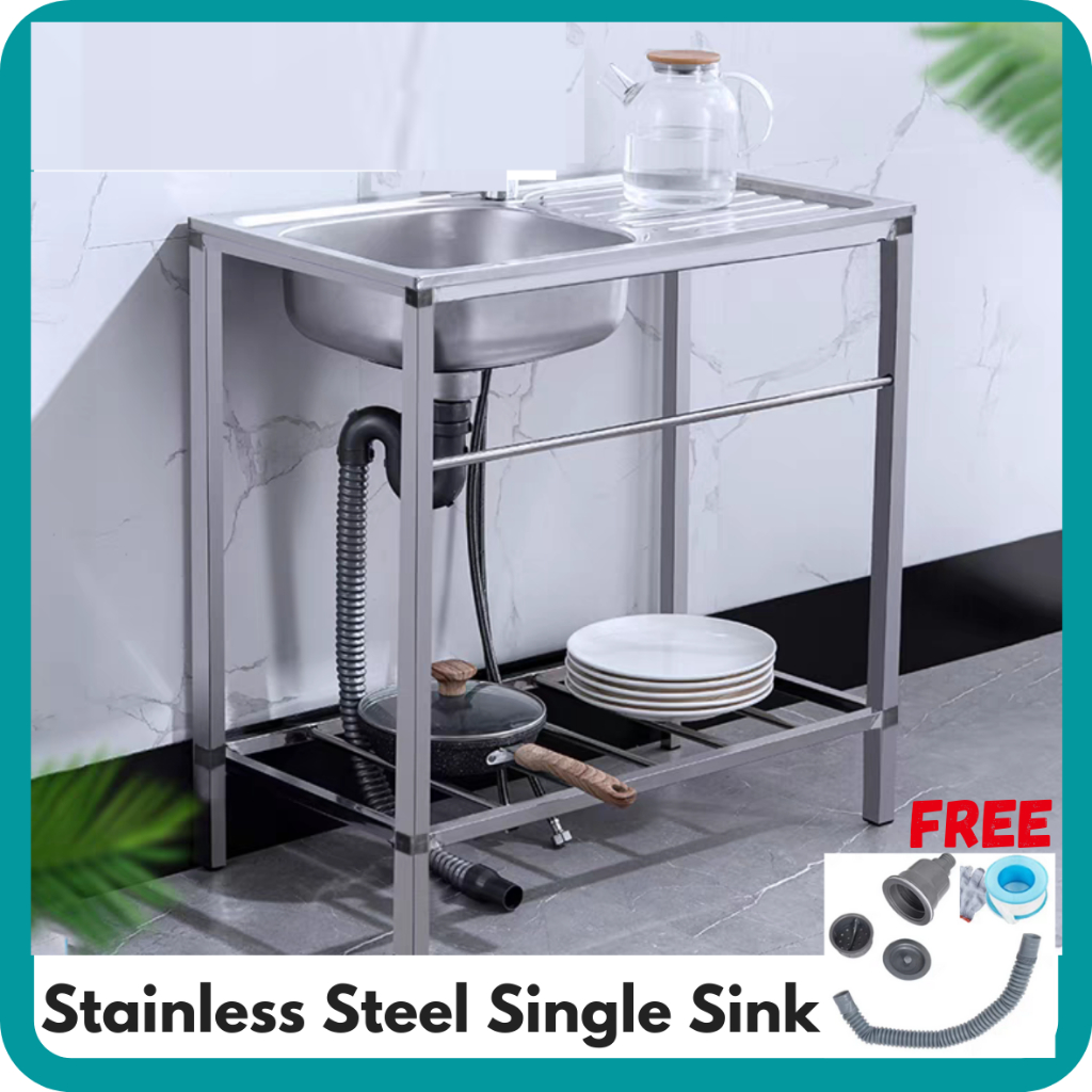 Stainless Steel Single Sink with Platform Integrated Dishwashing and ...