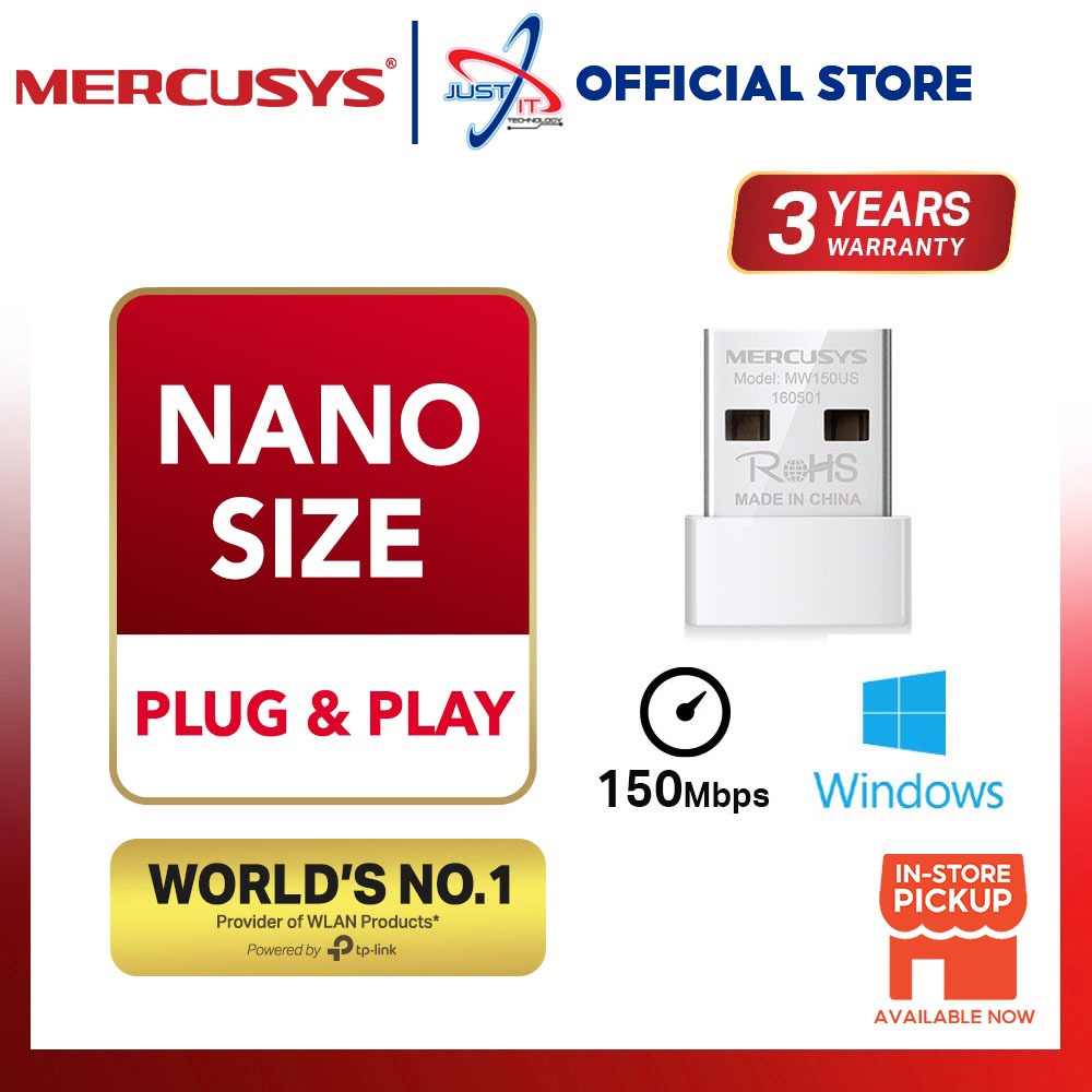 Mercusys MW150US N150 Wireless Nano USB Wi-Fi Adapter MCS-MW150US ...