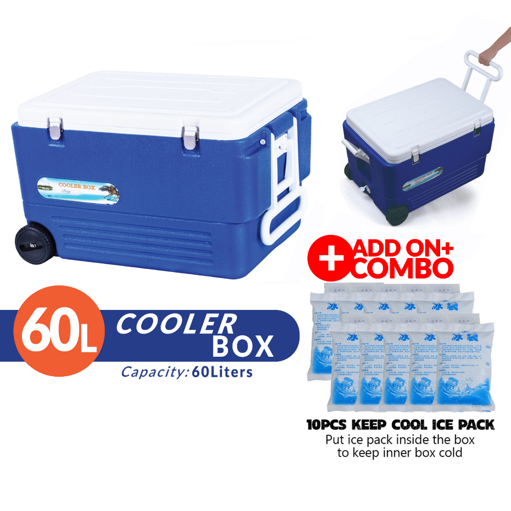 60L 80L Super Big Cooler Ice Box with Wheel Portable Storage Cold Box Heavy Duty Icebox for ...