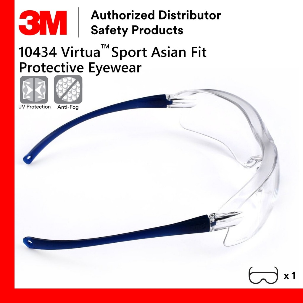 3M™ Asian Virtua Sport, Clear Anti-Fog Lens, Blue Temples (DOSH SIRIM Approved) | Shopee Malaysia