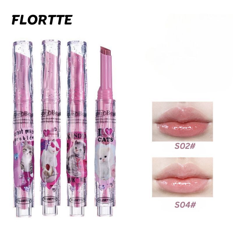 Flortte Super Beauty I Love Cat Pen Click Heart Jelly Glossy Lipstick Makeup | Shopee Malaysia