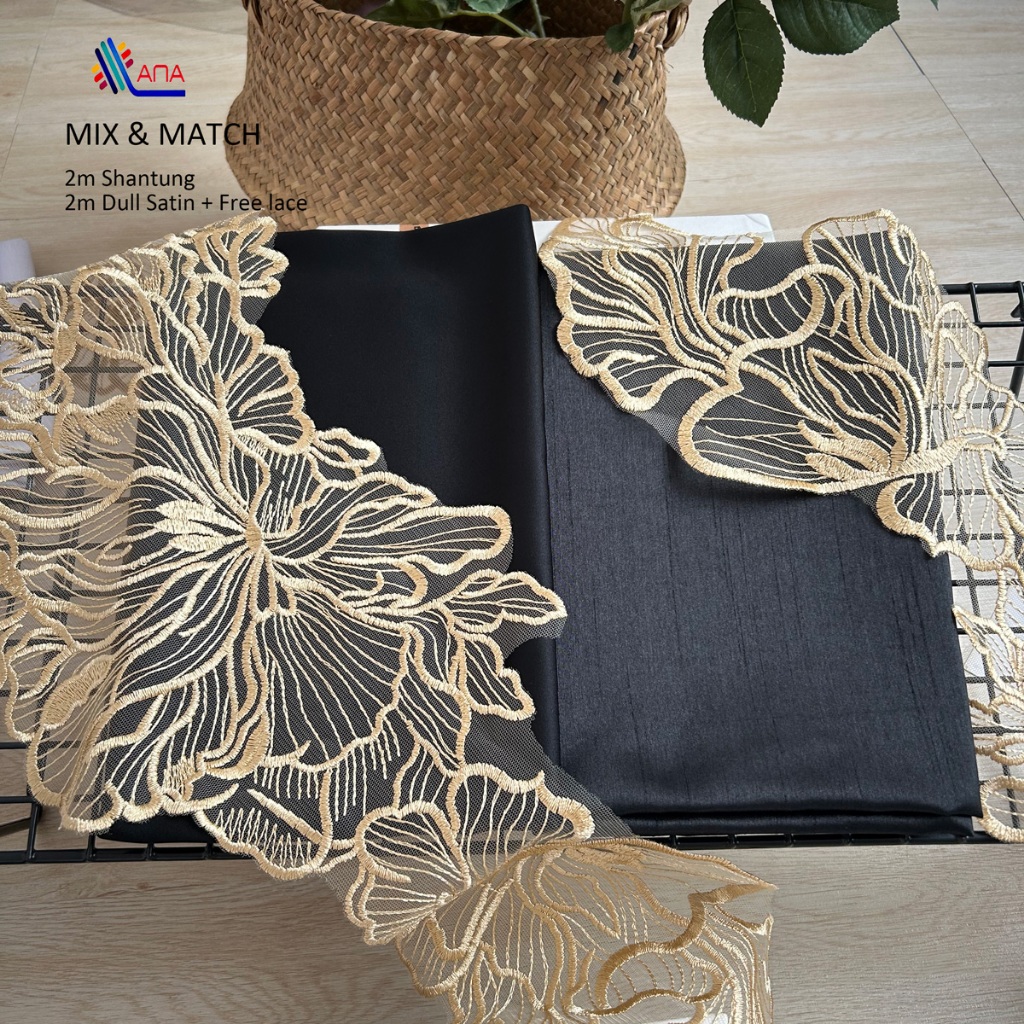 【FREE LACE】Mix Match Korean Shantung Silk Match Dull Satin Japan/Toyobo ...