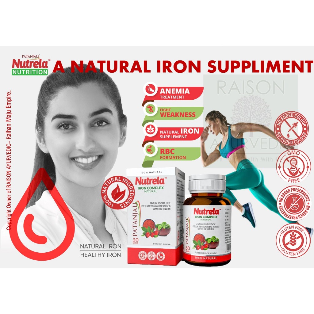 Patanjali Nutrela Iron Complex Natural 30 Capsules | Shopee Malaysia