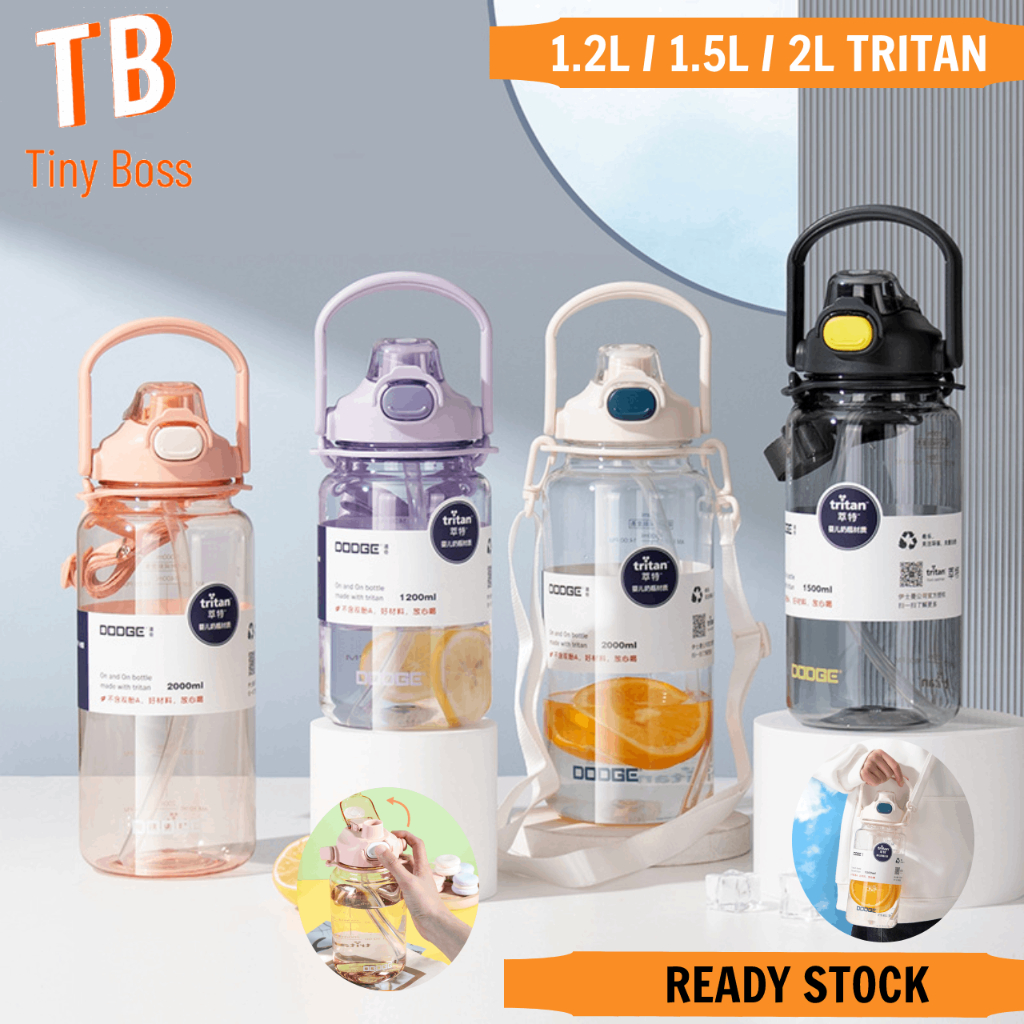Dodge Tritan Bottle 1.2L/1.5L/2L Large Capacity Tritan BPA-Free Leakproof Water Bottle Up to 90 ...