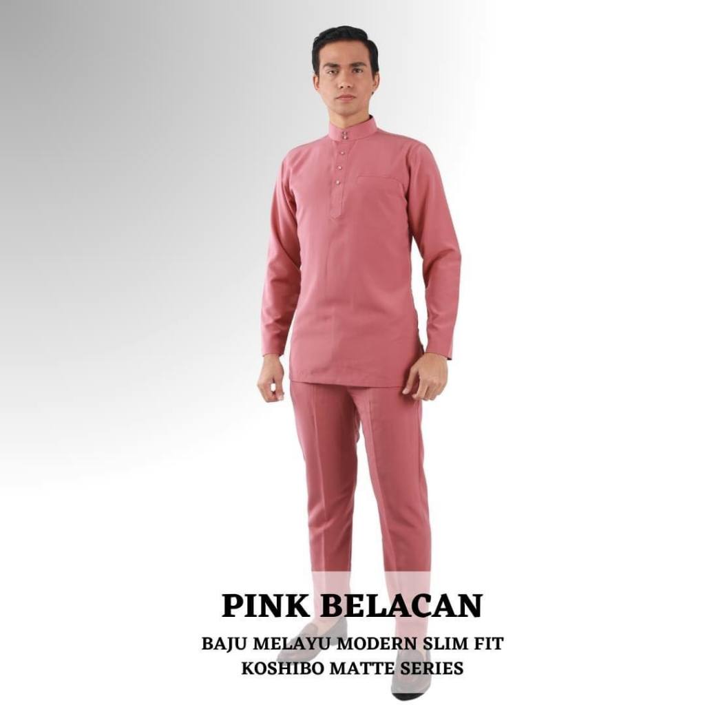 BM6056 Pink Belacan Baju Melayu Modern Slim Fit (Matte Series) | Shopee ...