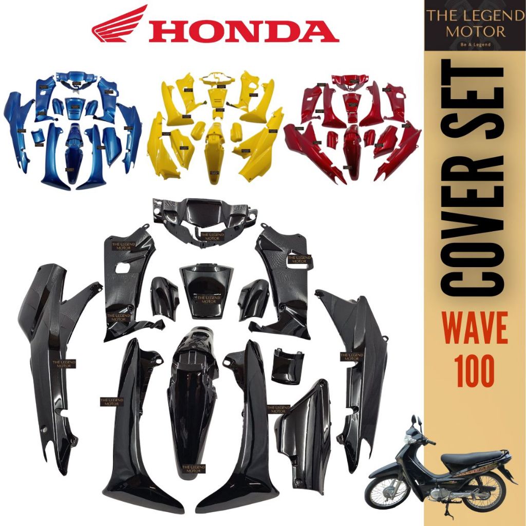 HONDA WAVE100 WAVE 100 Cover Set Coverset Caver Body Cover Kaver Black ...