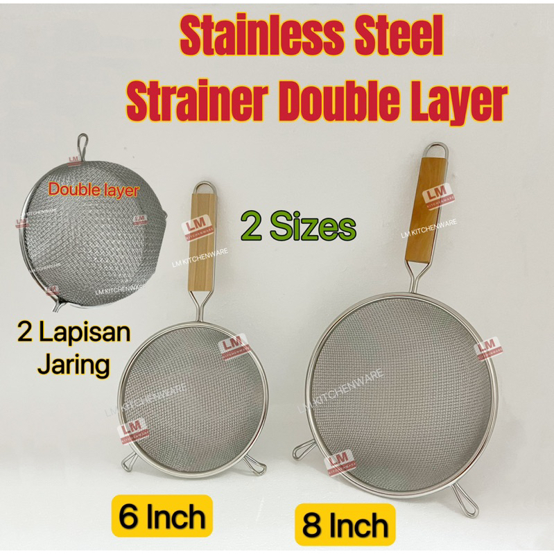 DOUBLE LAYER STAINLESS STEEL FINE MESH DEEP OIL STRAINER / FLOUR SIEVE ...