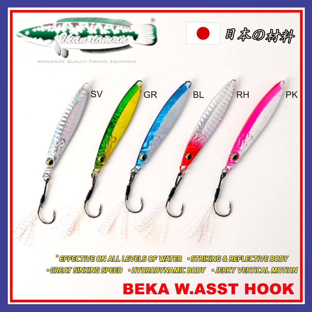 (18g-35g) Ikan Toman Jig Beka With Assist Hook Lures Fast Sinking Jigging Lures Gewang Umpan (60 ...