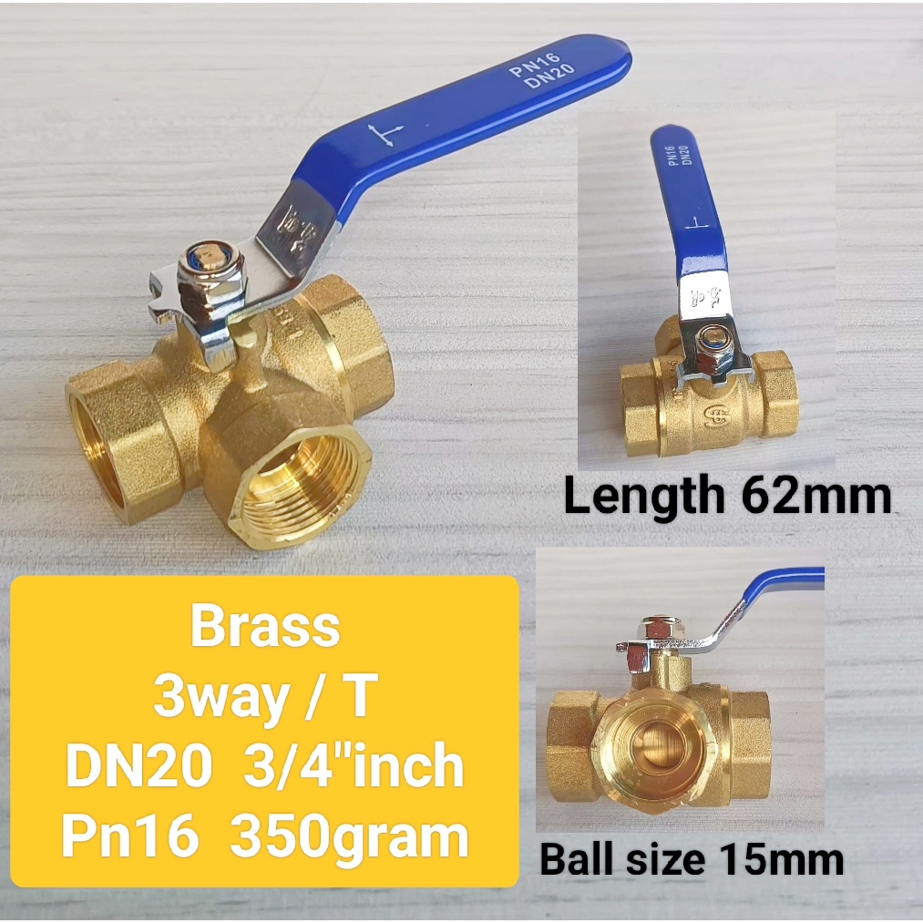 3way Ball Valve PN16 1000WOG SUS304 Brass DN20 3/4" T Type heavy duty ...