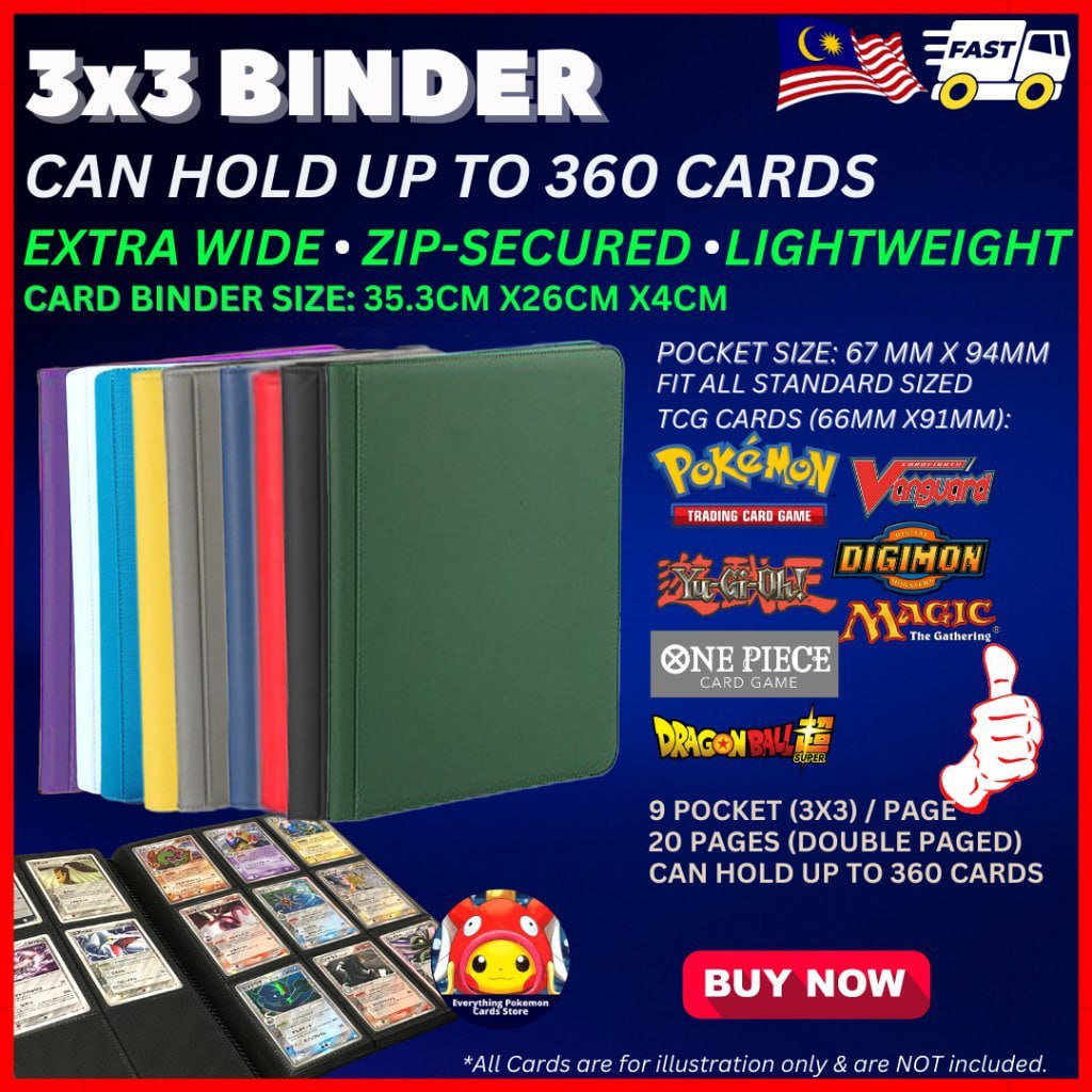 [SALE] 4/9/12 Pocket Zipper Ringless TCG Card Album Card Folder 3x3 ...