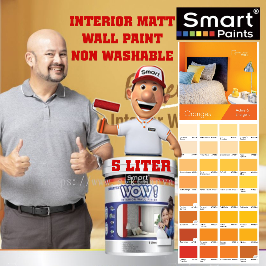 SINAR SMART WOW EMULSION PAINT 5 LITER Cat Batu Cat Dinding Dalam CAT RUMAH Interior Wall Finish ...