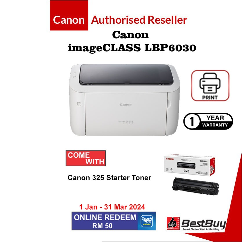 (Free TNG eWallet RM 50) Canon ImageCLASS LBP6030 / LBP6030W WIFI Monochrome Laser Printer ...