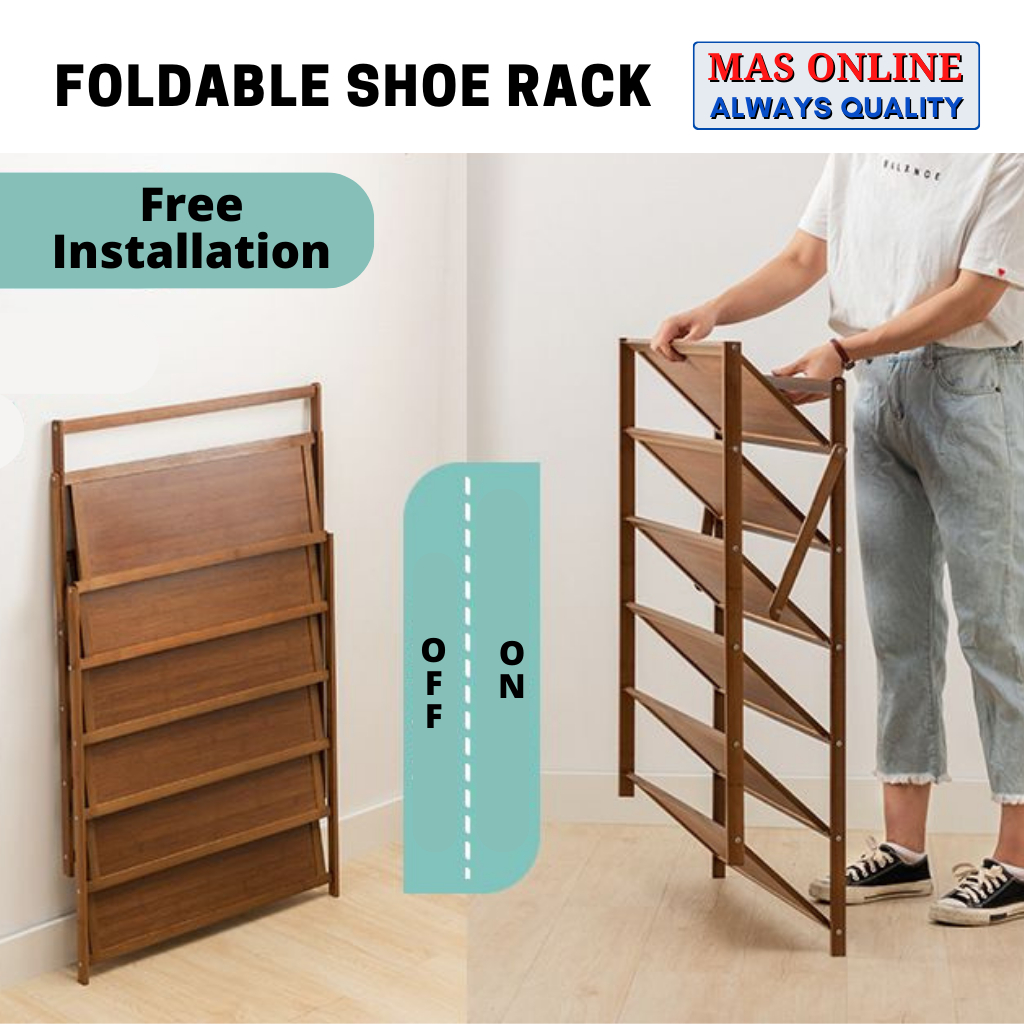 INSTALLATION FREE 6 Tier Wooden Shoe Rack Foldable Portable ...