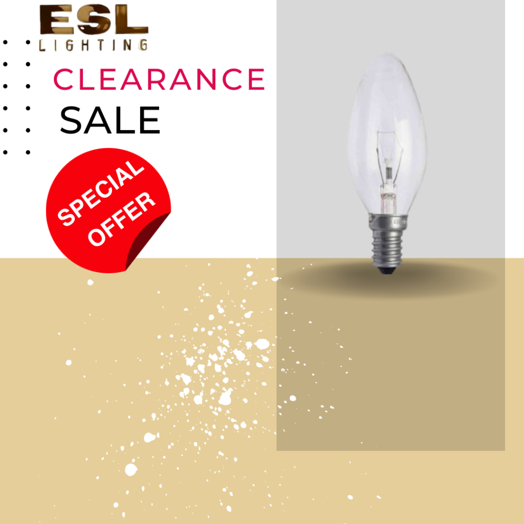💥CLEAR STOCK💥 ESL Lighting Light Lampu BULB CANDLE 40W E14/E27 WARM ...