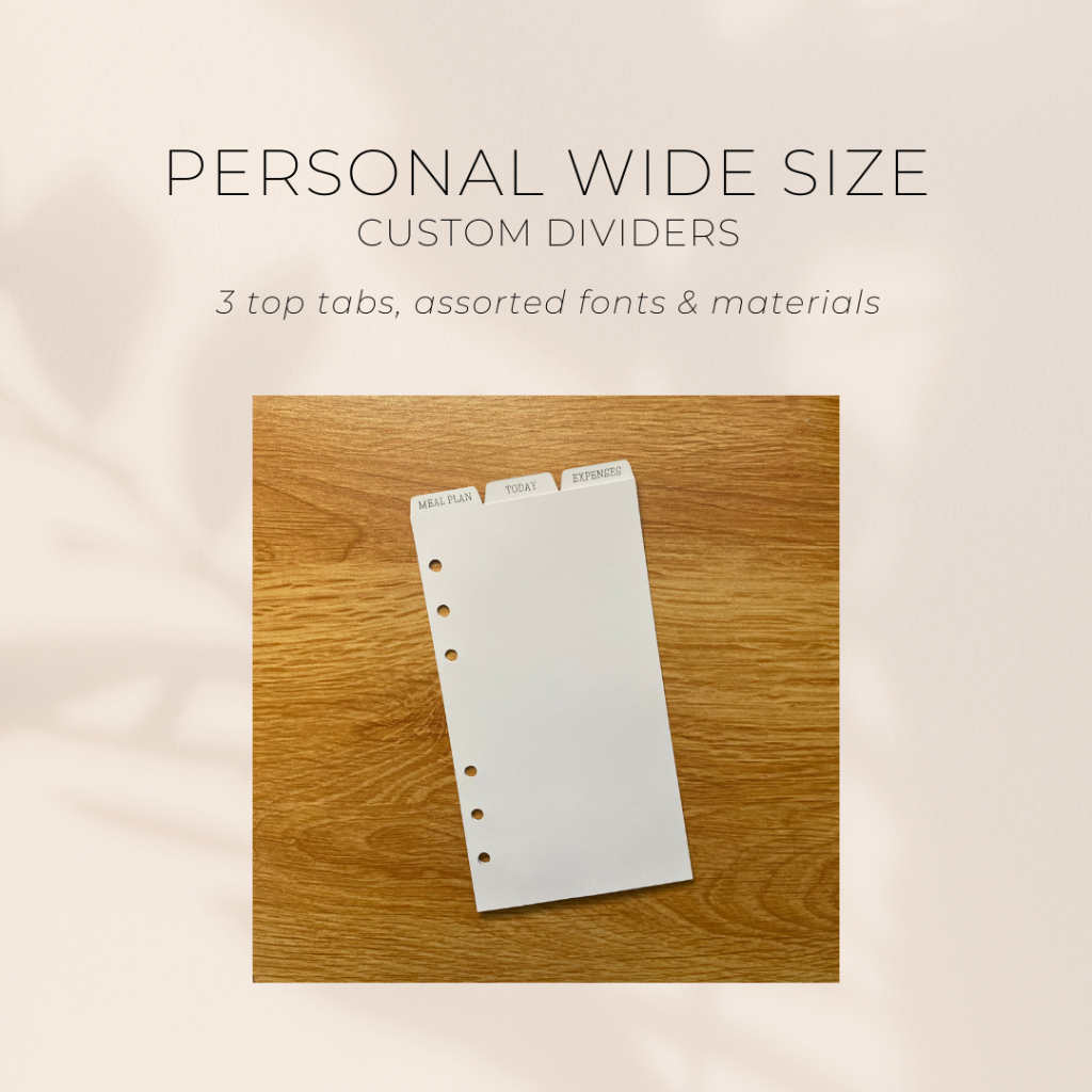 Personal Wide Size Custom 3 Top Tabs Dividers for Planner and Journal ...