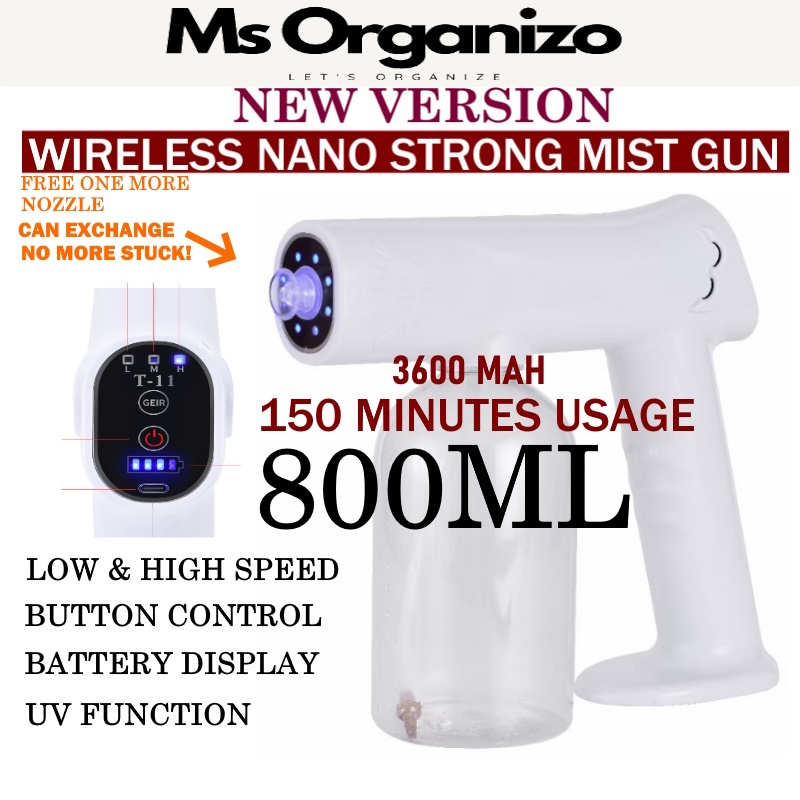 NEW 800ML wireless fogging machine blue light nano spray gun ...