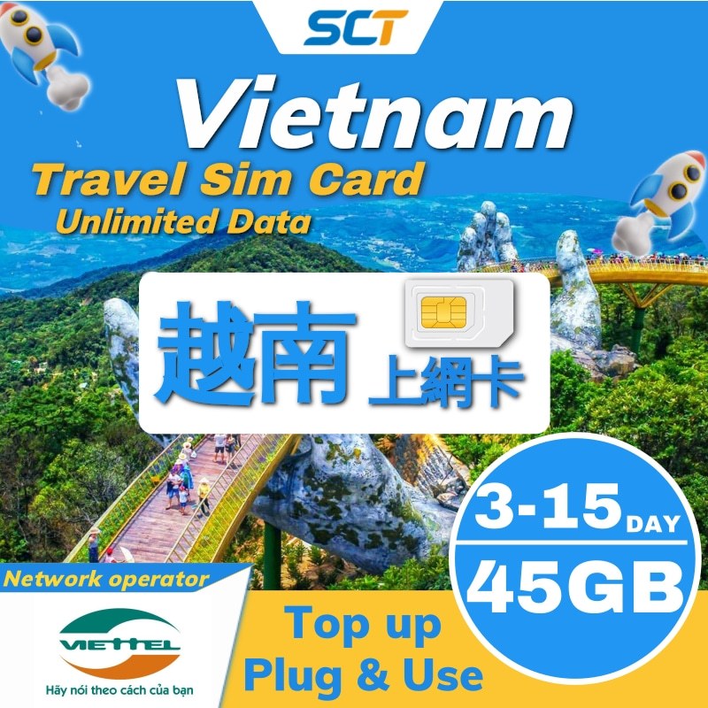 Vietnam Travel Data Sim Card【3-15 days Unlimited data，45GB No cap-speed ...