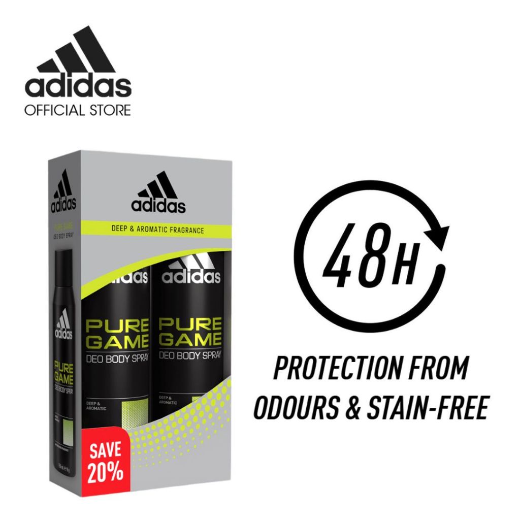 [Twin Pack] Adidas Deodorant Body Spray Pure Game (Men) 150ml - 48hrs ...
