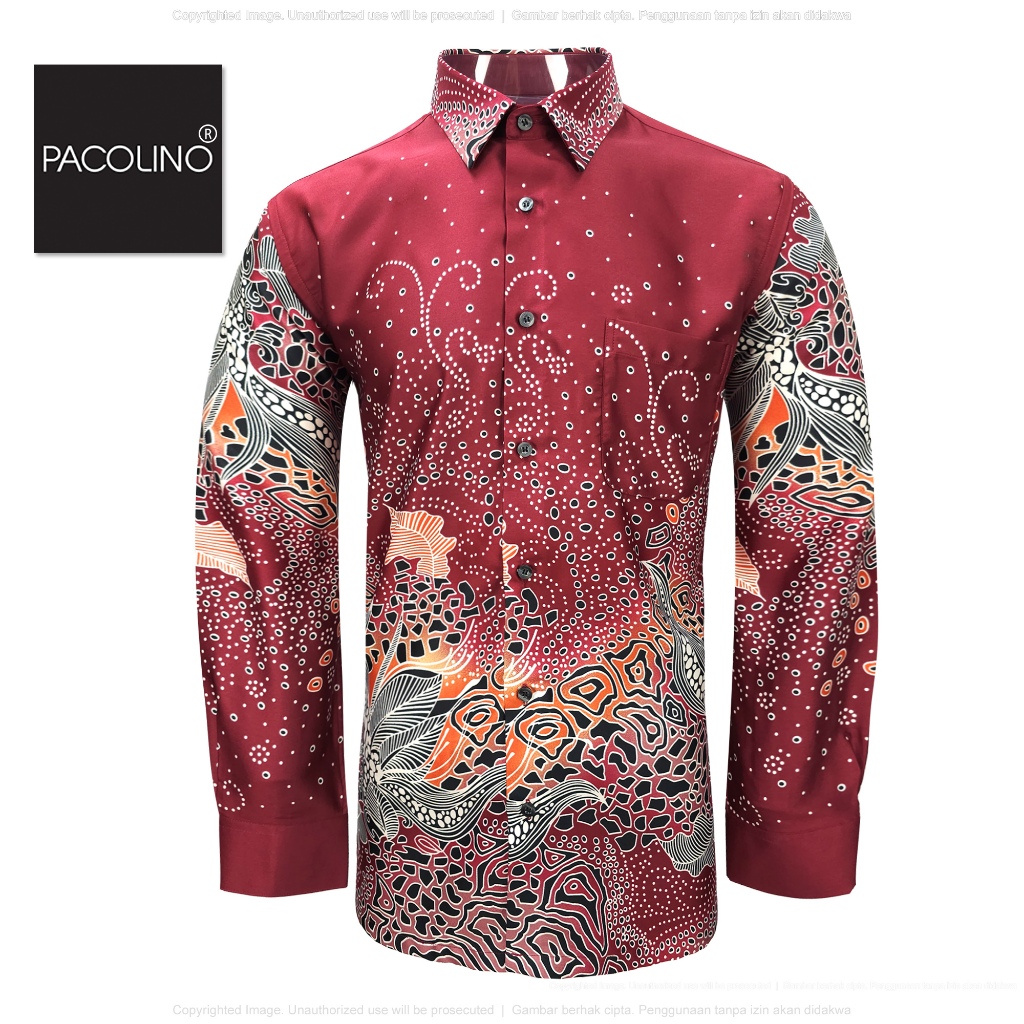 Pacolino Malaysia Men Batik Long Sleeve Regular - Dusty Red Colour ...