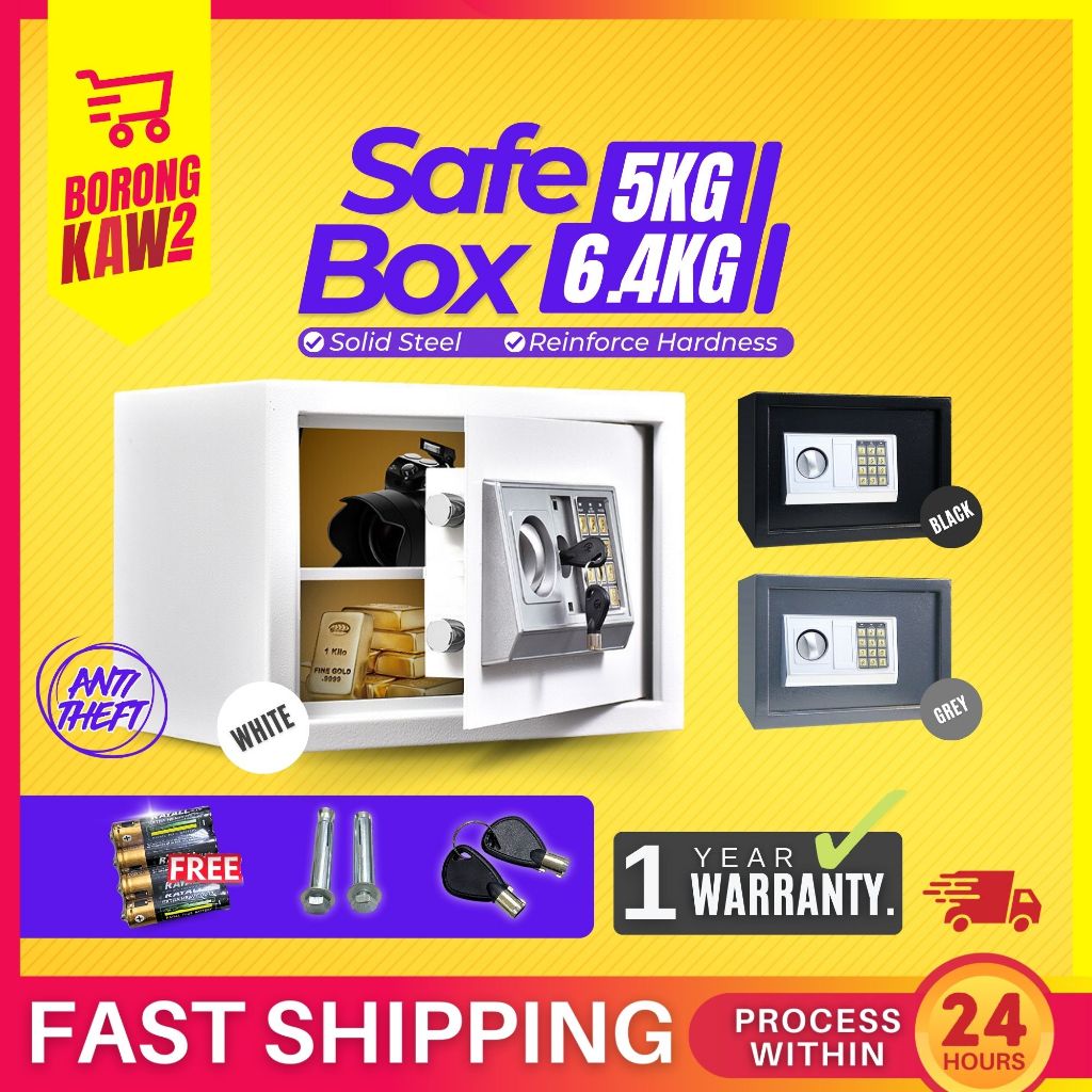 BKK Mini Vault Safe Box 5KG / 6.4KG Money Box 1 YEAR WARRANTY Strong Solid Metal Office Anti ...