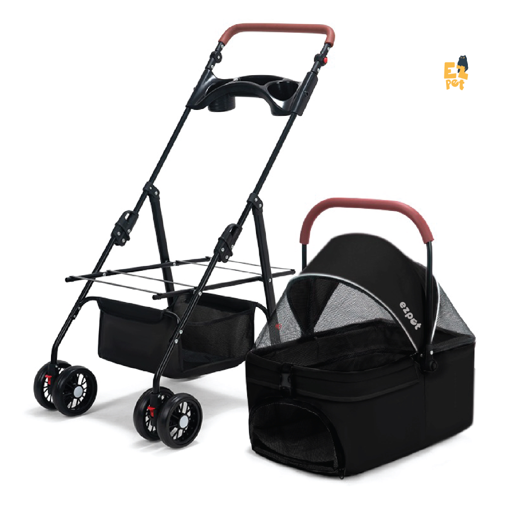 EZPET🐱【2in1 Detachable Pet Stroller】Pet Trolley Troli Kucing Foldable ...