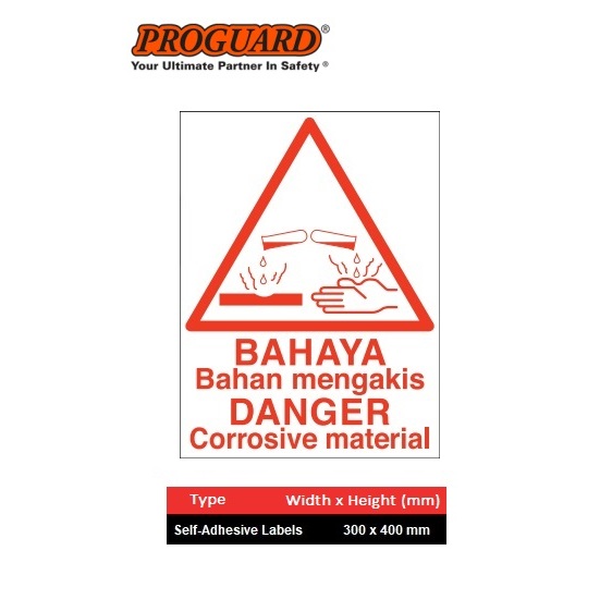 Proguard "Danger Corrosive Material" Bahaya Chemical Hazardous Sticker ...